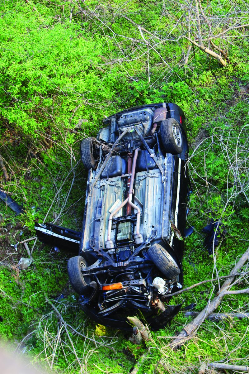 Vehicle runs through guardrail, overturns – Carthage Courier